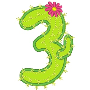 Cute Cactus Numbers Set Birthday Numbers Machine Embroidery Applique ...