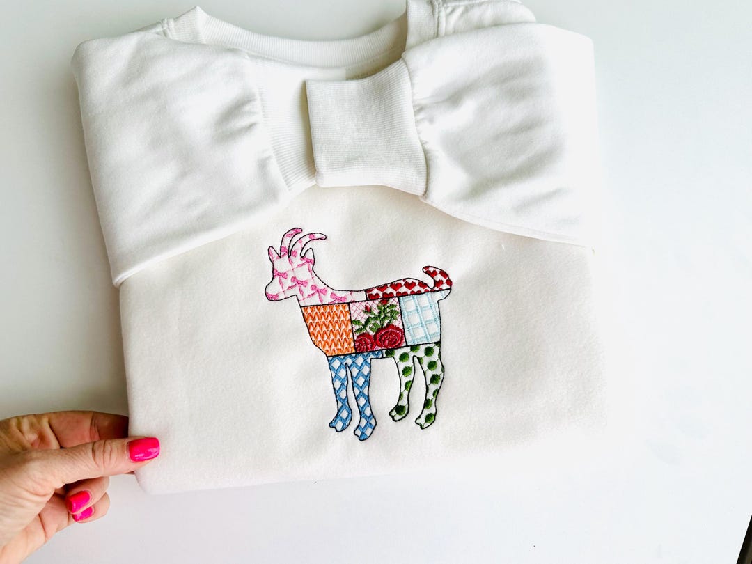 Patchwork Goat Farm Animal Patterned Goat Silhouette Outline Machine ...