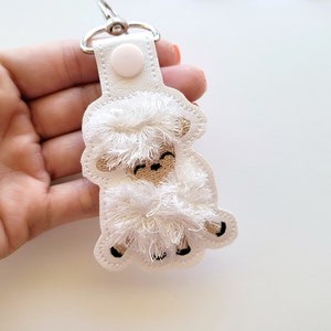 Fringed Sheep Key Fob Snap Tab in the Hoop Machine Embroidery Designs ...