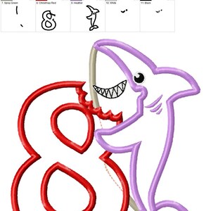 Baby Shark Birthday Number 8 EIGHT Bitten Number Kids Boy Birthday ...