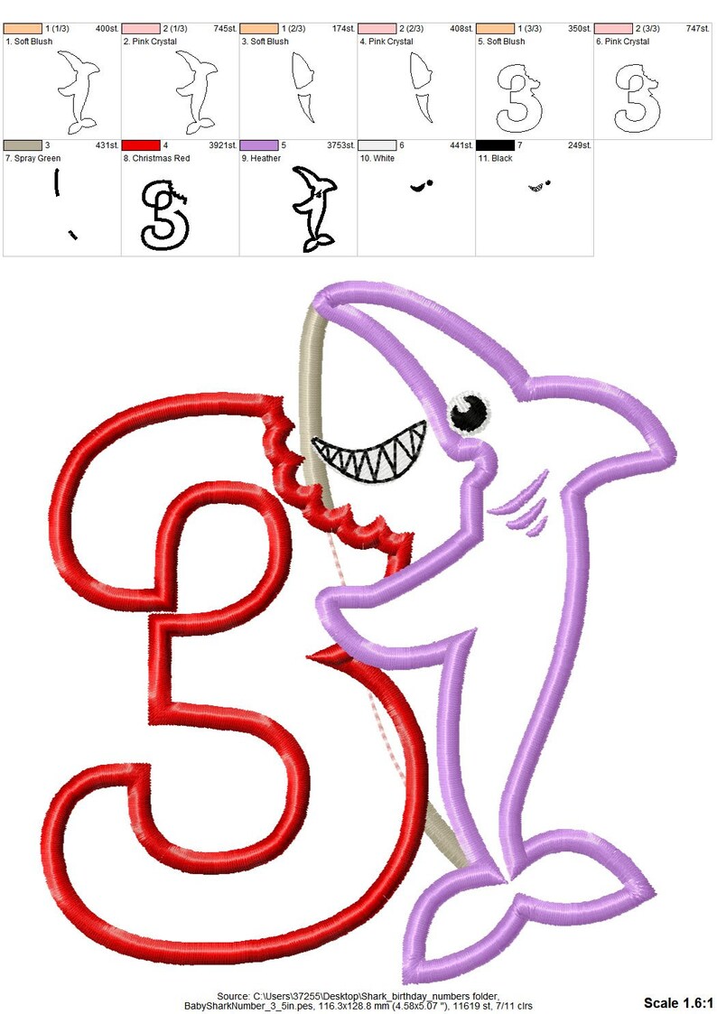 Baby Shark Birthday Numbers SET 1-9 Bitten Number Kids Boy Birthday ...