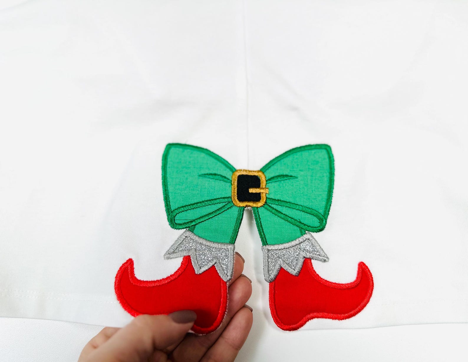 Christmas Elf Bow Side Bow Split Seam Santa Helper Elf Boots Machine ...