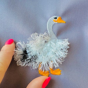 Fringed Fluffy Chenille Goose Farm Bird Animal Machine Embroidery ...