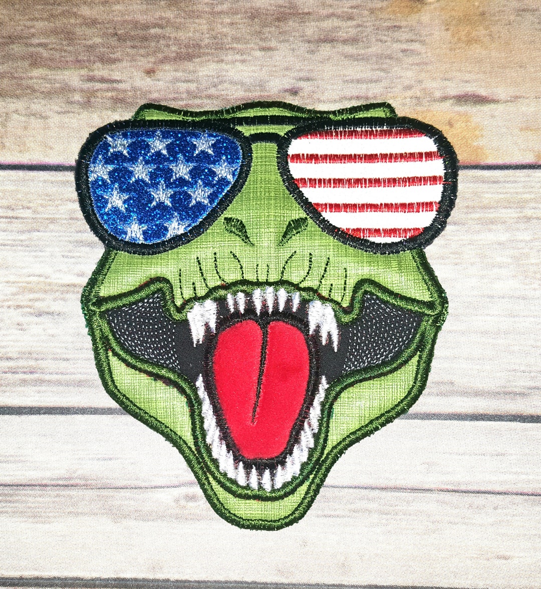 T-rex Dinosaur Face Aviator Glasses 4th of July Patriotic Machine ...