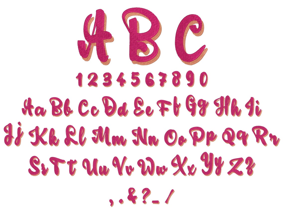 Adeline Script Shadow Font Fill Stitch Machine Embroidery Designs in ...