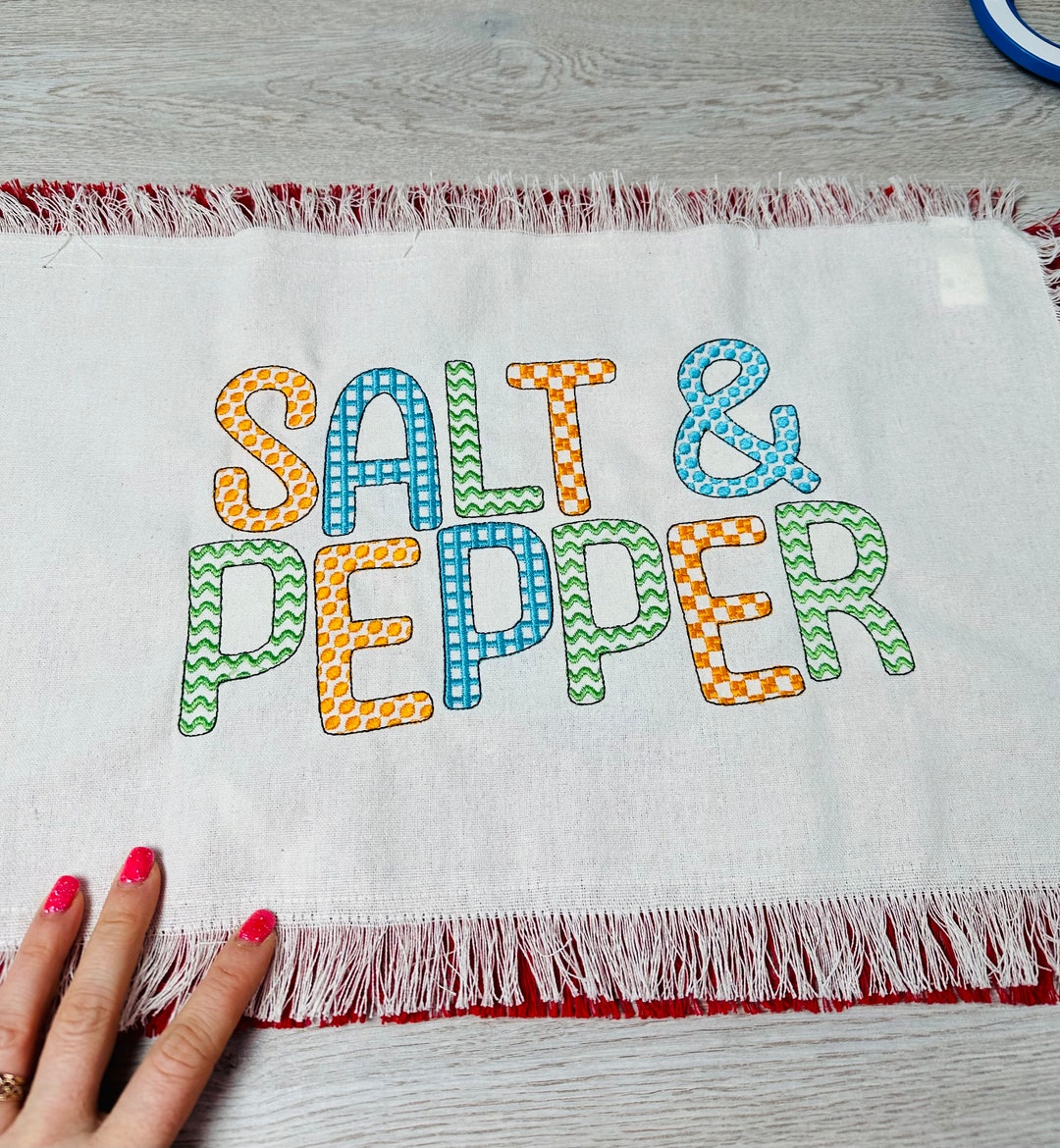 Decorative Embroidery Font Set DIY Names Dots Checks Waves Chess ...