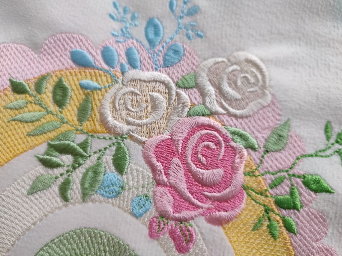 Floral Light Stitch Rainbow Machine Embroidery Designs | Etsy