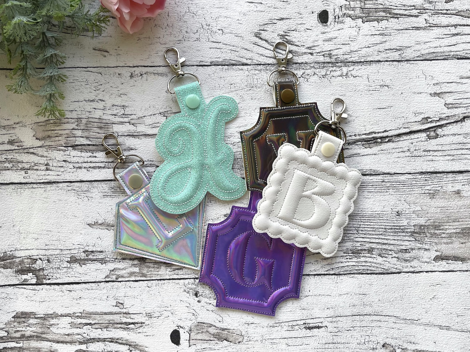 Puffy Puff Relief 3D Key Fob Snap Tab Monogram A-Z and Numbers 0-9 in ...