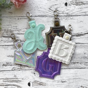 Puffy Puff Relief 3D Key Fob Snap Tab Monogram A-Z and Numbers 0-9 in ...