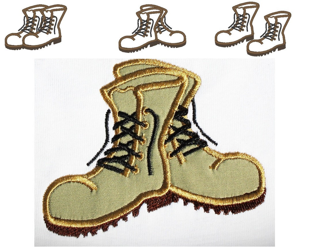 Combat Boots Applique and Mini Sizes From 2 Inches Machine Embroidery ...