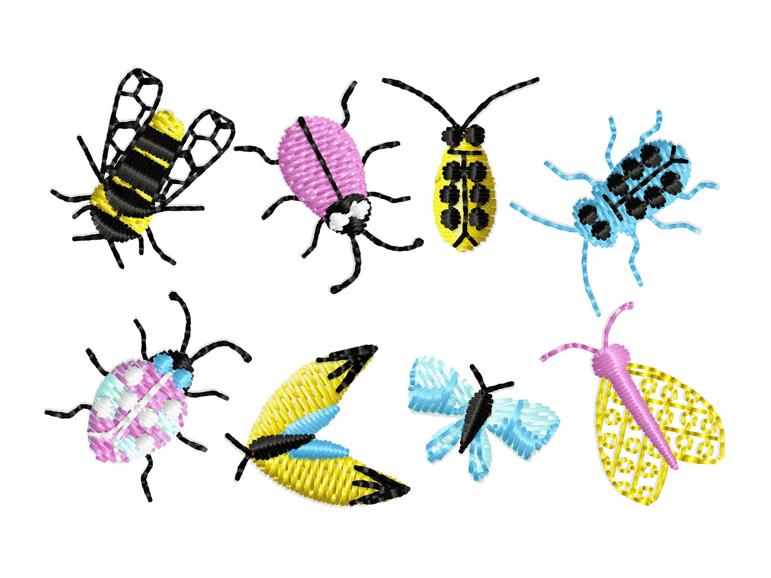 Micro Mini Small Bugs and Butterflies 8 Types Machine Embroidery ...