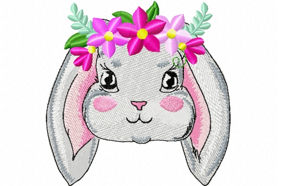 Floral Crown Bunny Head With Flowers Cute Easter Bunny Flower - Etsy