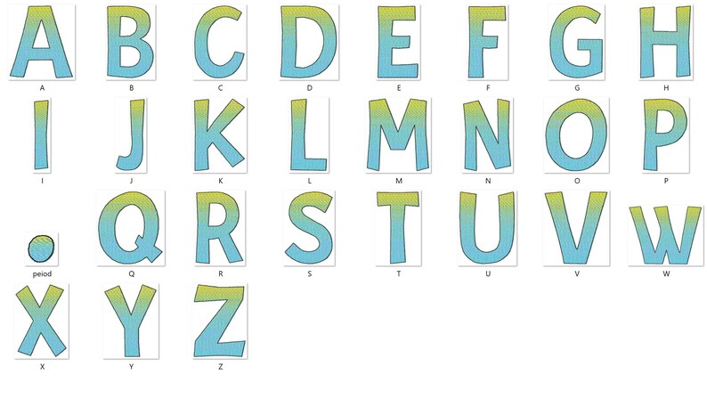 Iridescent 2 Color Block FONT Alphabet Machine Embroidery - Etsy