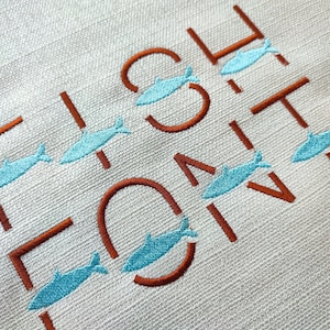 Satin Stitch Fish Font Embroidery Font Fisher Marine Alphabet Machine ...