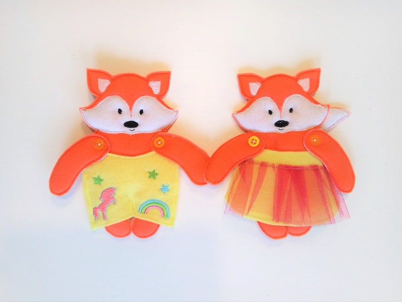 Paper-doll Fox and Clothing in the Hoop Felt Simply Project ITH Machine ...