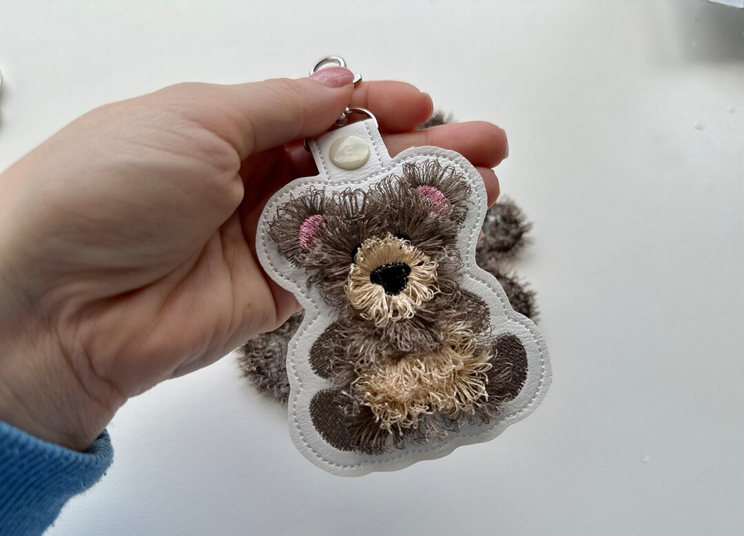 Fringed Bear Eyelet and Key Fob Snap Tab in the Hoop Machine Embroidery ...