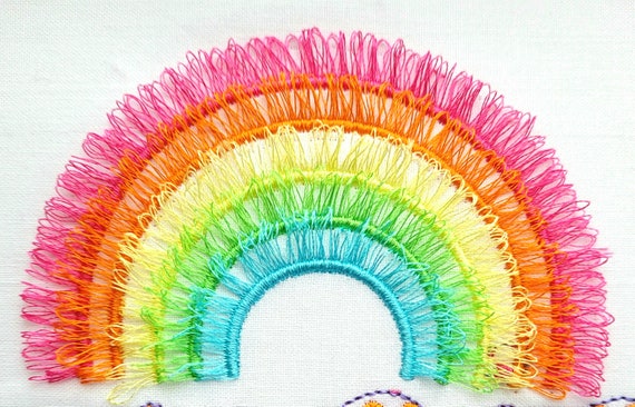 Fringed Rainbow Awesome Fluffy Rainbow Fringe in the Hoop - Etsy