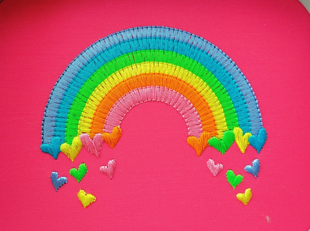 Mini Rainbow Fill Stitch Solid Stitch Rainbow in Many Sizes Outline ...
