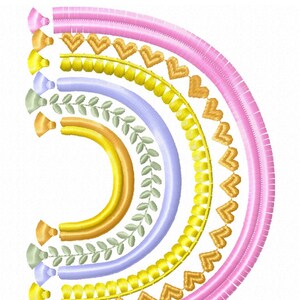 Boho Rainbow Arc of Color Fringed Arcs and Tassels Machine Embroidery ...