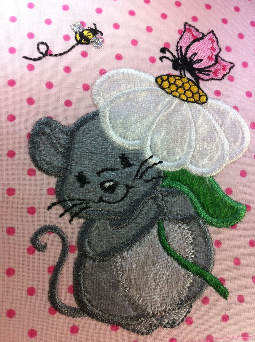 Little Mouse With a Flower SET Applique Designs Machine Embroidery ...