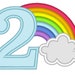 Rainbow in Cloud Birthday Number 2 TWO Machine Embroidery Applique ...