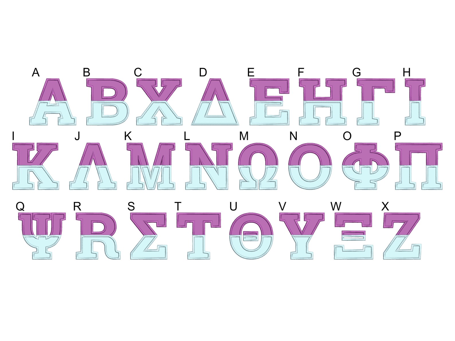 2 Colors GREEK Block Split Divided Collegiate Alphabet - Etsy