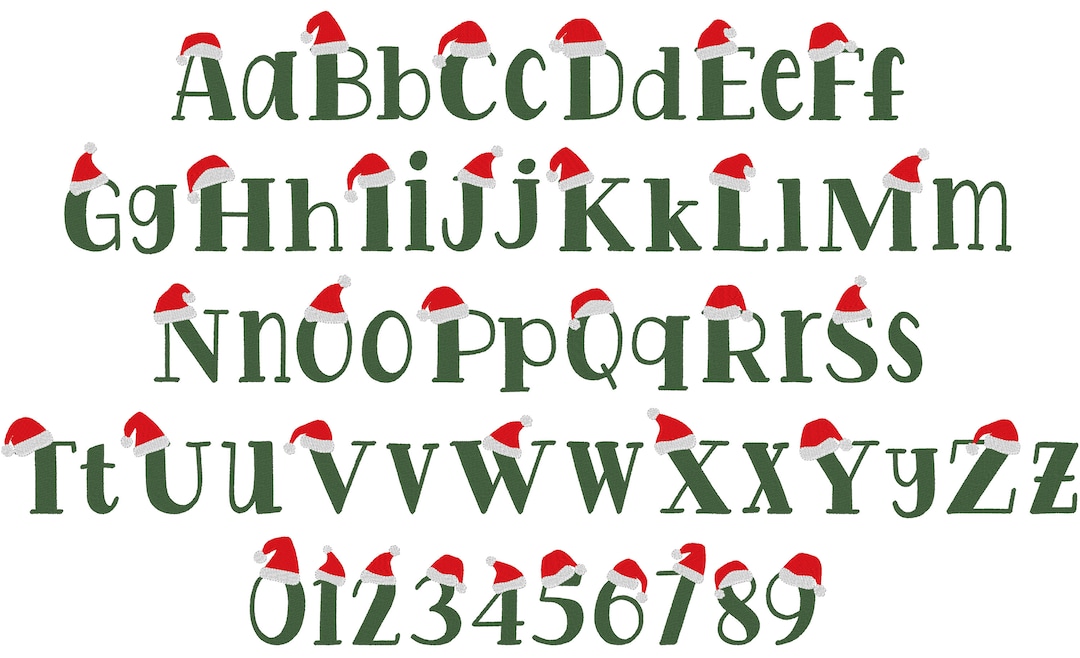 Christmas Font With Santa Hat Alphabet Machine Embroidery Designs ...