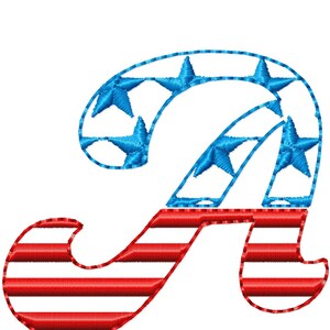 Patriotic Cursive Font Stars and Stripes Alphabet Letters Light Stitch ...