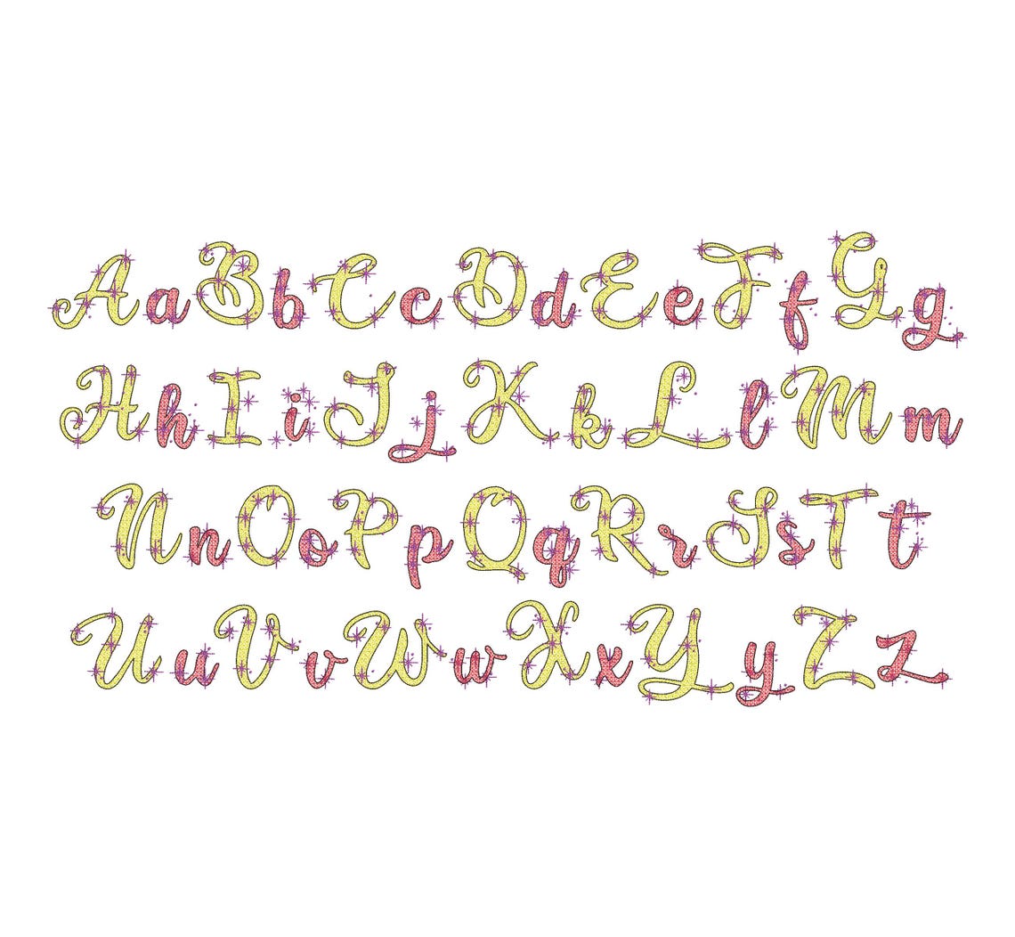 Glitter Sparkling FONT Night Starry Sky Alphabet Kids Girl Princess ...