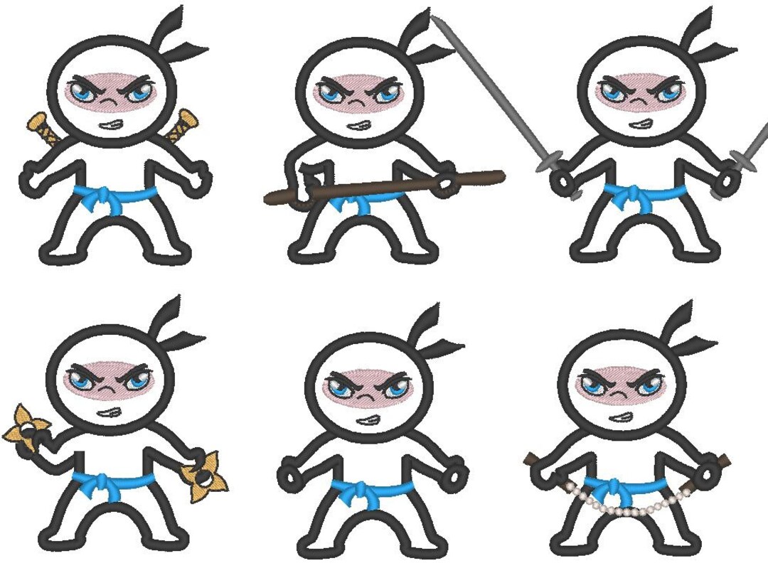Ninjas Machine Embroidery Designs Set 6 Types Ninja Fill Stitch and ...