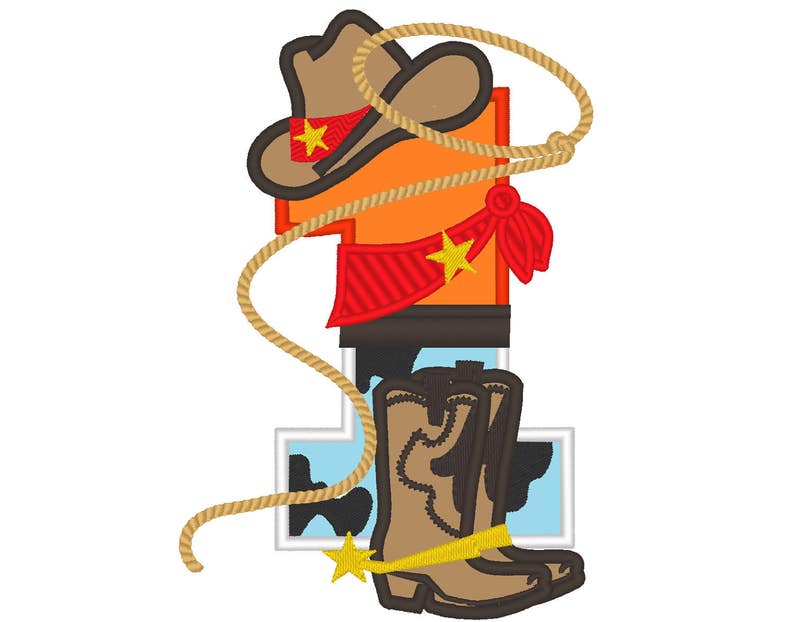 Cowboy Birthday Number 1 - Only Number ONE With Rope, Hat, Boots ...
