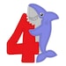 Baby Shark Birthday Number 4 FOUR Bitten Number Baby Kids Boy Birthday ...