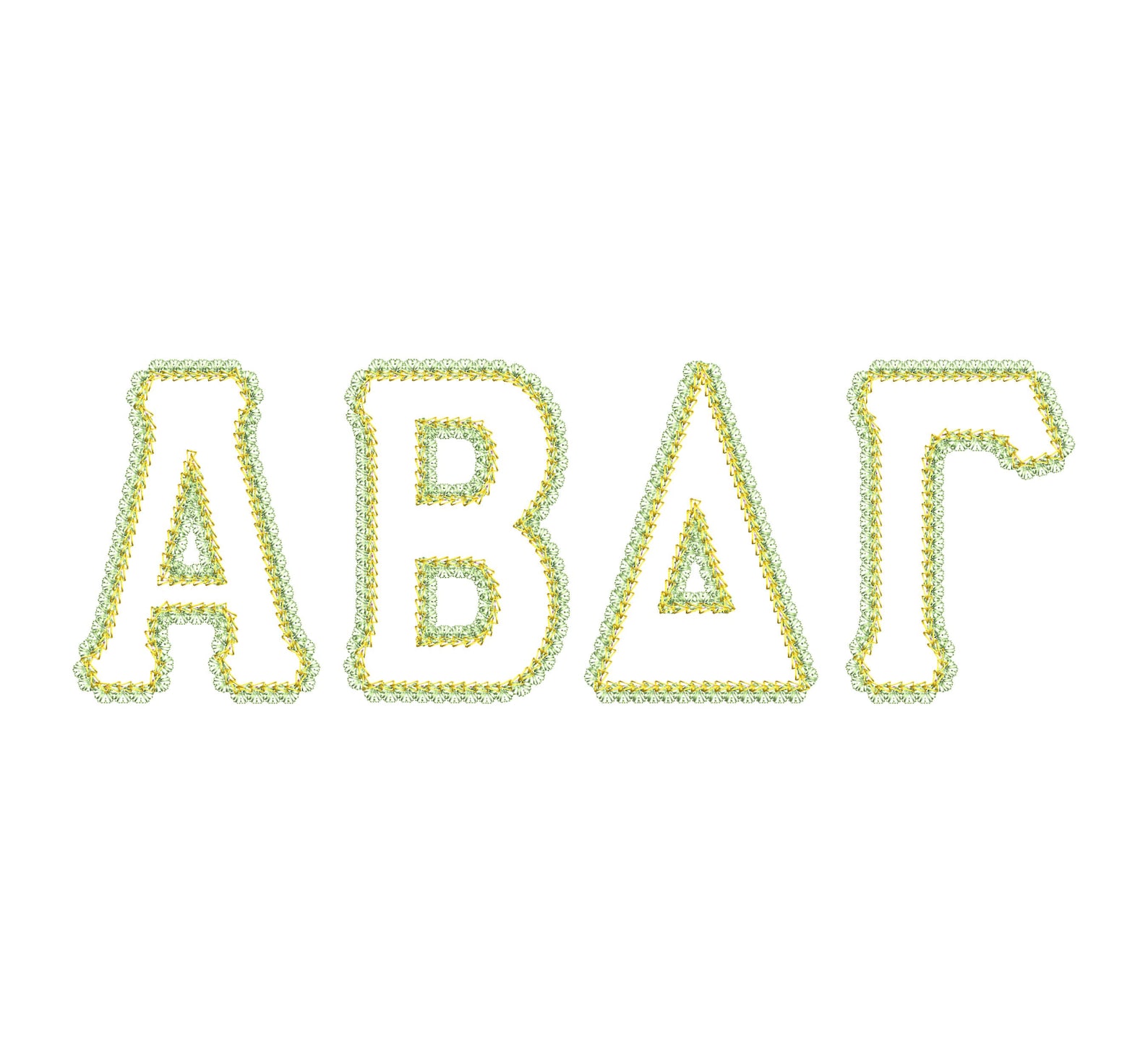 Big Greek FONT Applique Lace Edge and Chain Stitch Top Monogram ...