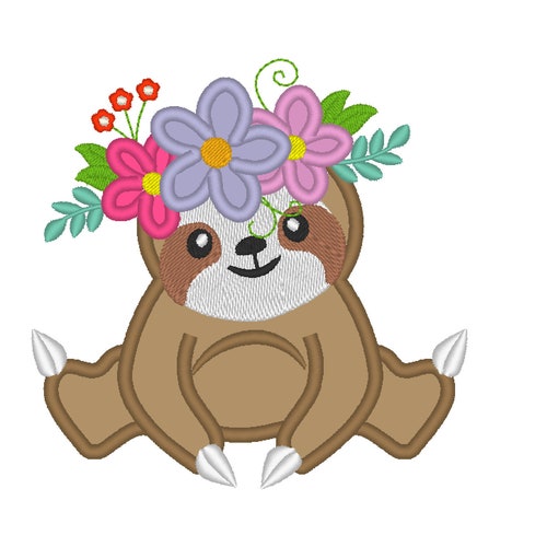 Sloth Applique Embroidery Design 4x4 5x7 6x10 8x8 Sizes - Etsy