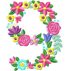 Floral Letter Birthday Number NINE Flowers Liberty Fashioned Flowers ...
