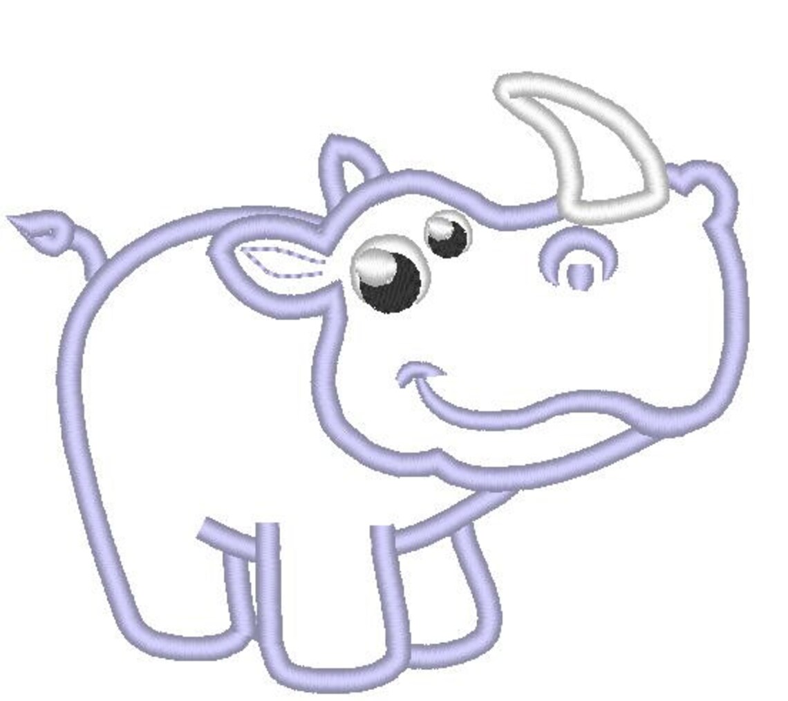 Rhino machine embroidery applique and fill stitch designs | Etsy