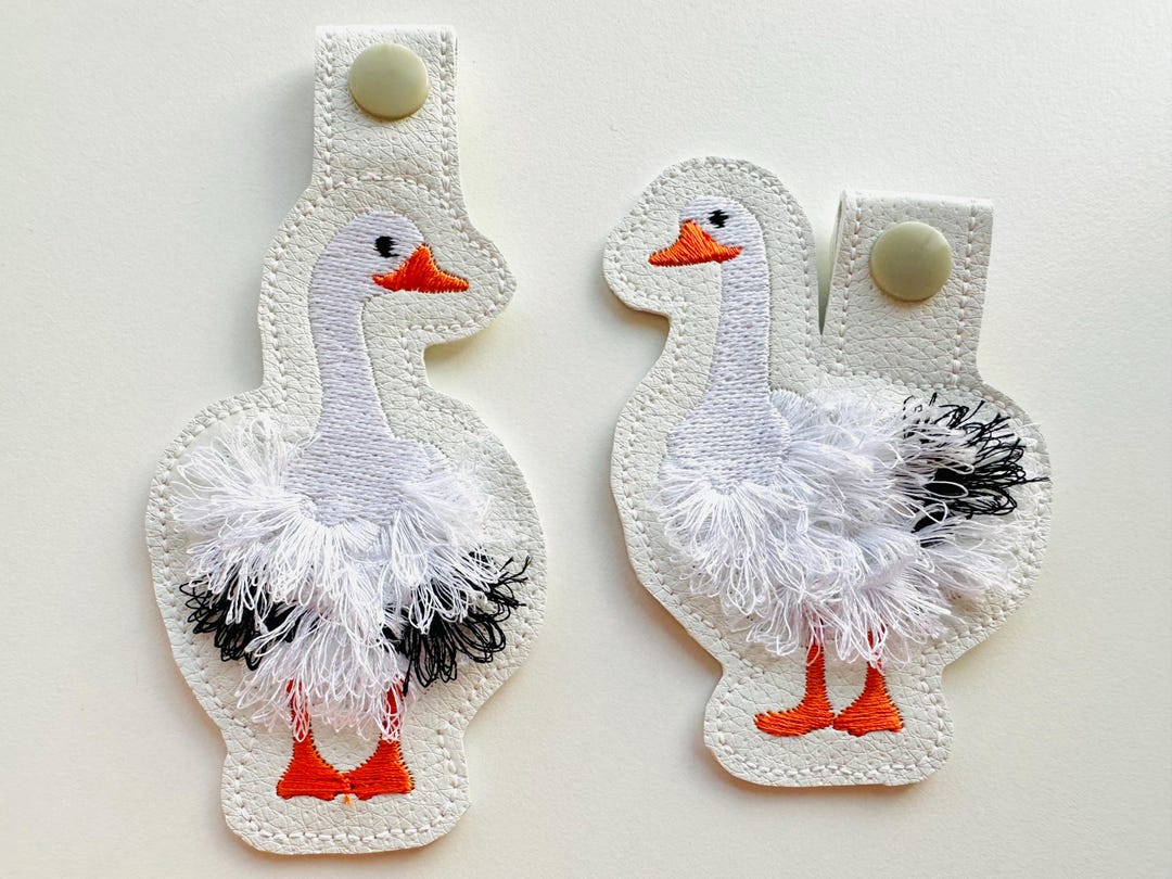 Fringed Geese Key Fob Snap Tab SET of 2 Goose Keychain in the Hoop ...