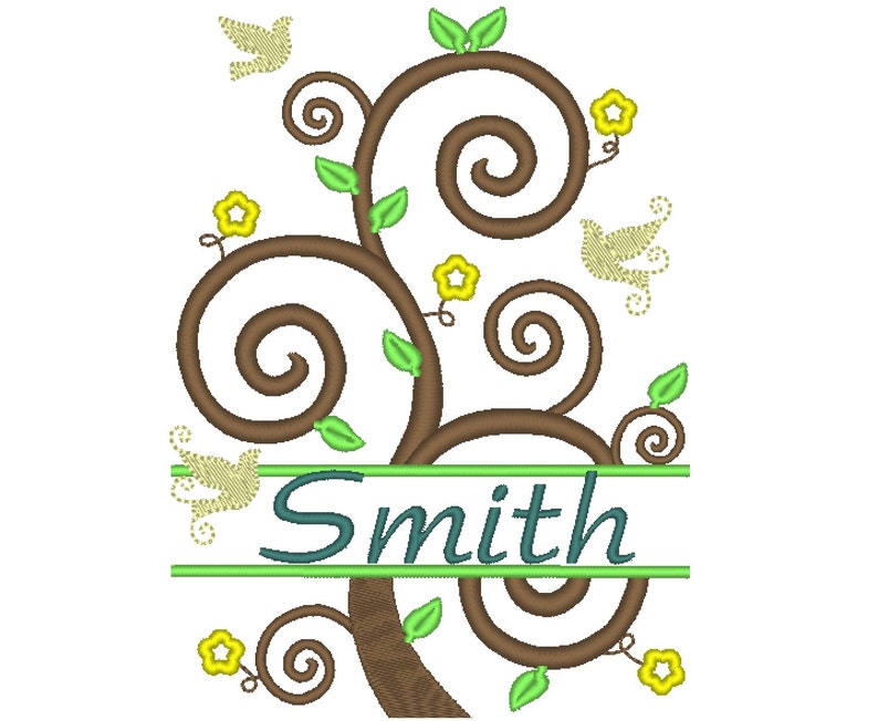 Tree of Life Family Tree Curly Split Personalized Names - Etsy