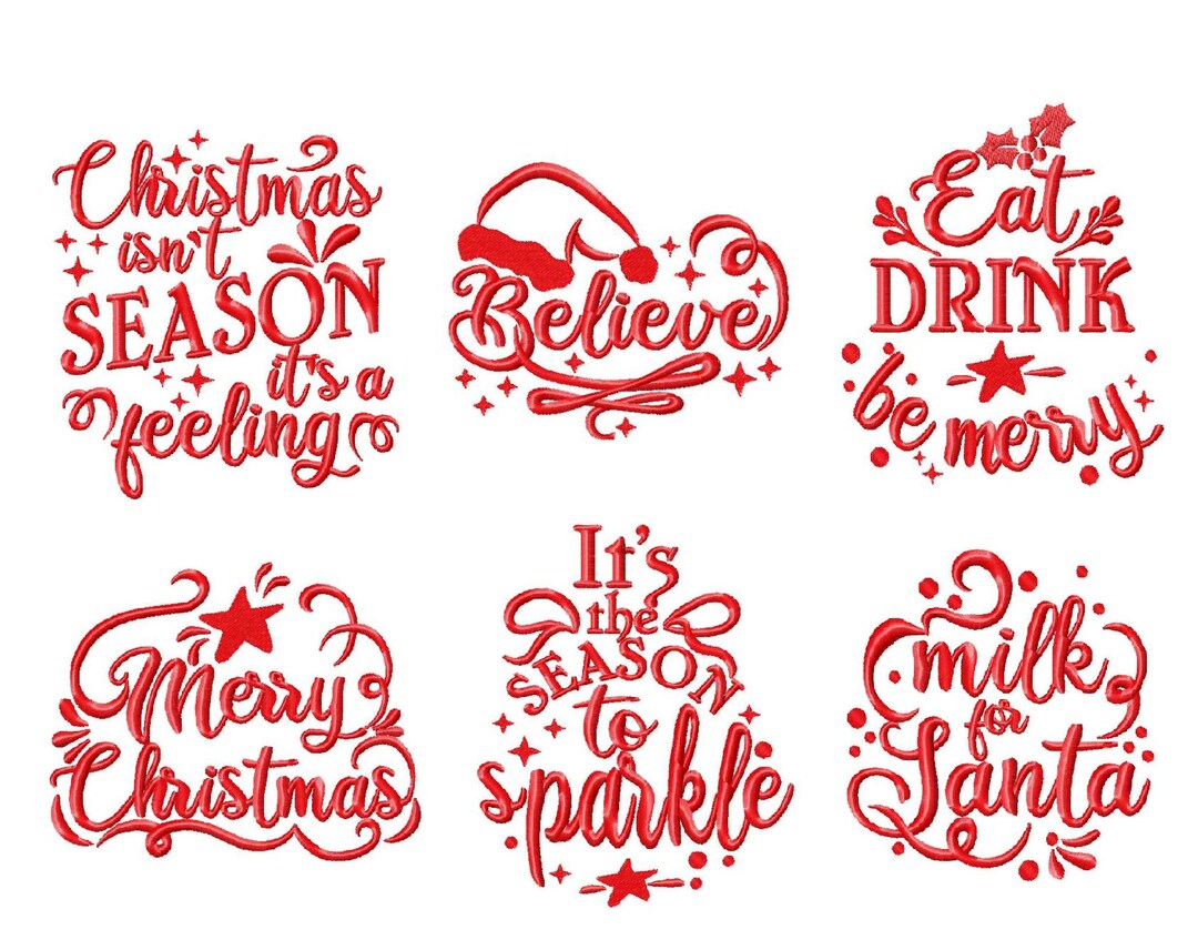 Sparkling Merry Christmas Quotes Machine Embroidery Designs 4x4 and 5x7 ...