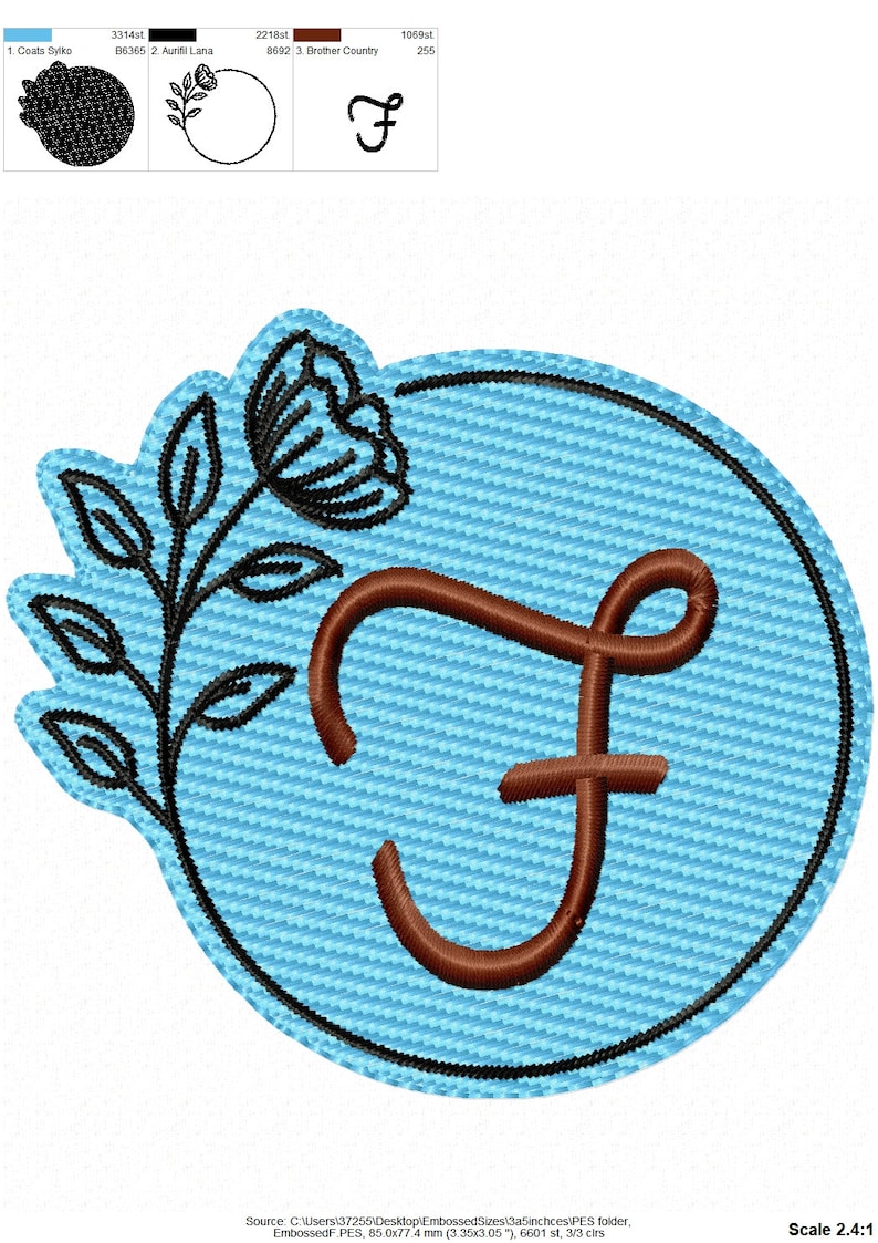 One Letter Monogram Embossed Floral Round Shape and Initial Letters A-Z ...