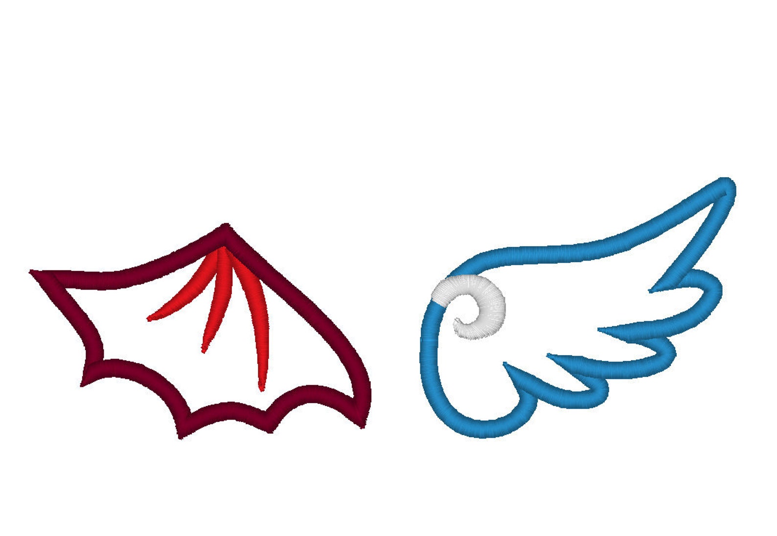 Little Angel and Little Devil Wings Applique and Fill Stitch Machine ...