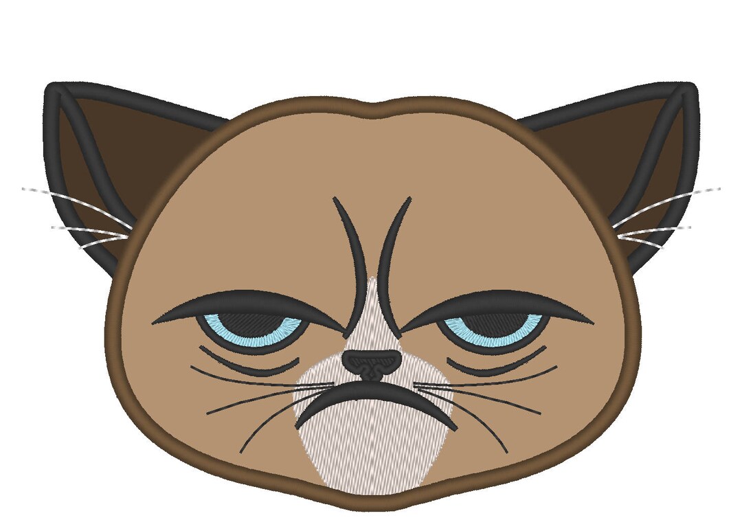 Grumpy Cat Face Head Applique - INSTANT DOWNLOAD - Machine Embroidery ...