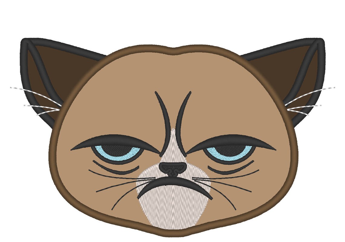 Grumpy Cat Face Head Applique INSTANT DOWNLOAD Machine - Etsy