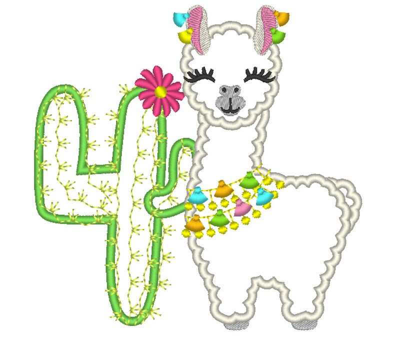 Llama Alpaca Birthday Cactus Number Set 1-9 Applique Designs | Etsy