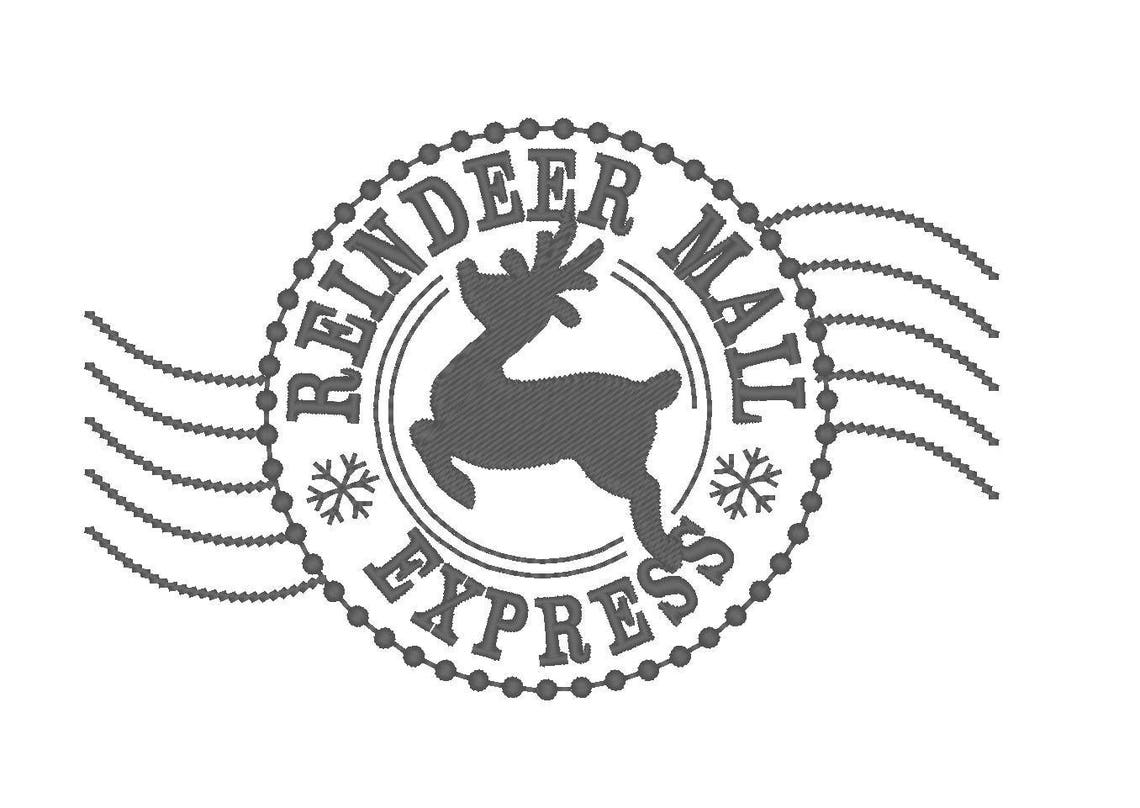 Reindeer Mail Express Christmas Sack Stamp Machine Embroidery Designs ...