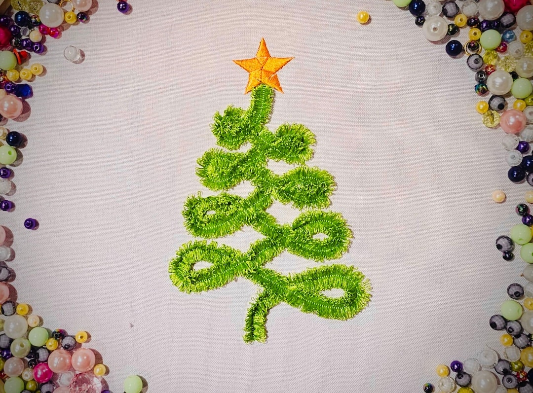 Awesome Fringed Fluffy Christmas Tree Curl Swirl Merry Christmas Spruce ...