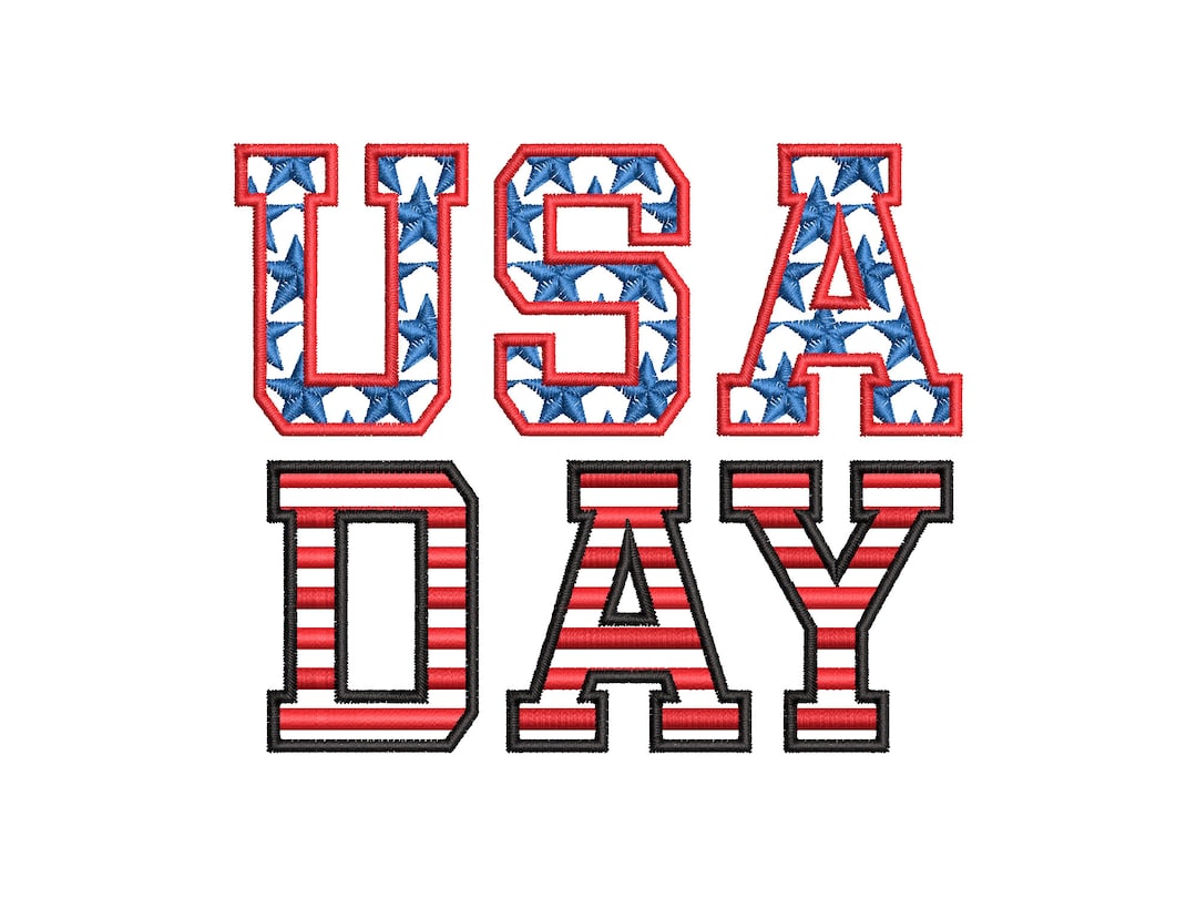 Patriotic Stars and Stripes Block Font 2 Types Machine Embroidery ...