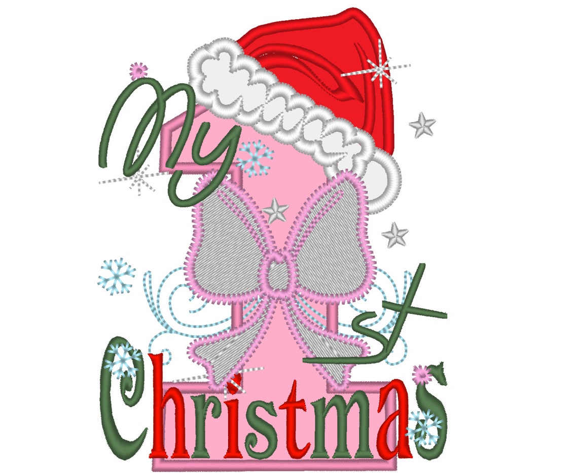 My First Christmas Embroidery Applique Design 1st Xmas Girl - Etsy