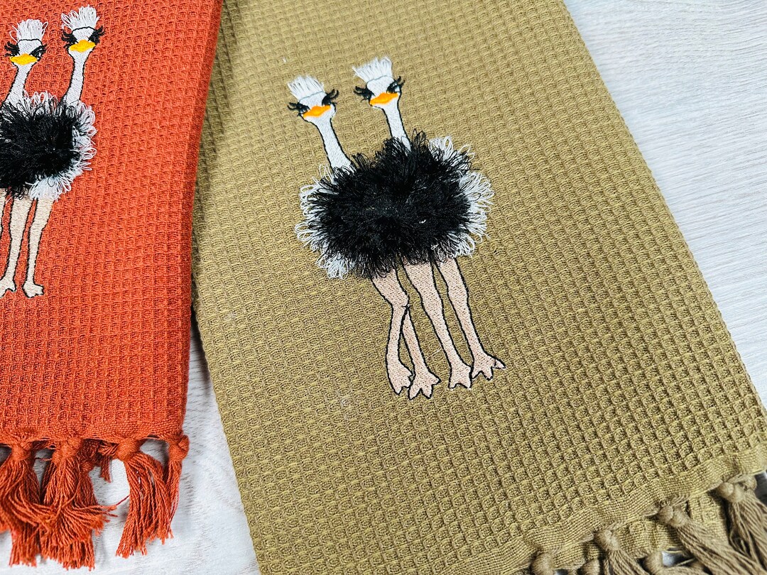 Fringed Fluffy Ostrich Flock of 2 Ostriches Machine Embroidery Designs ...