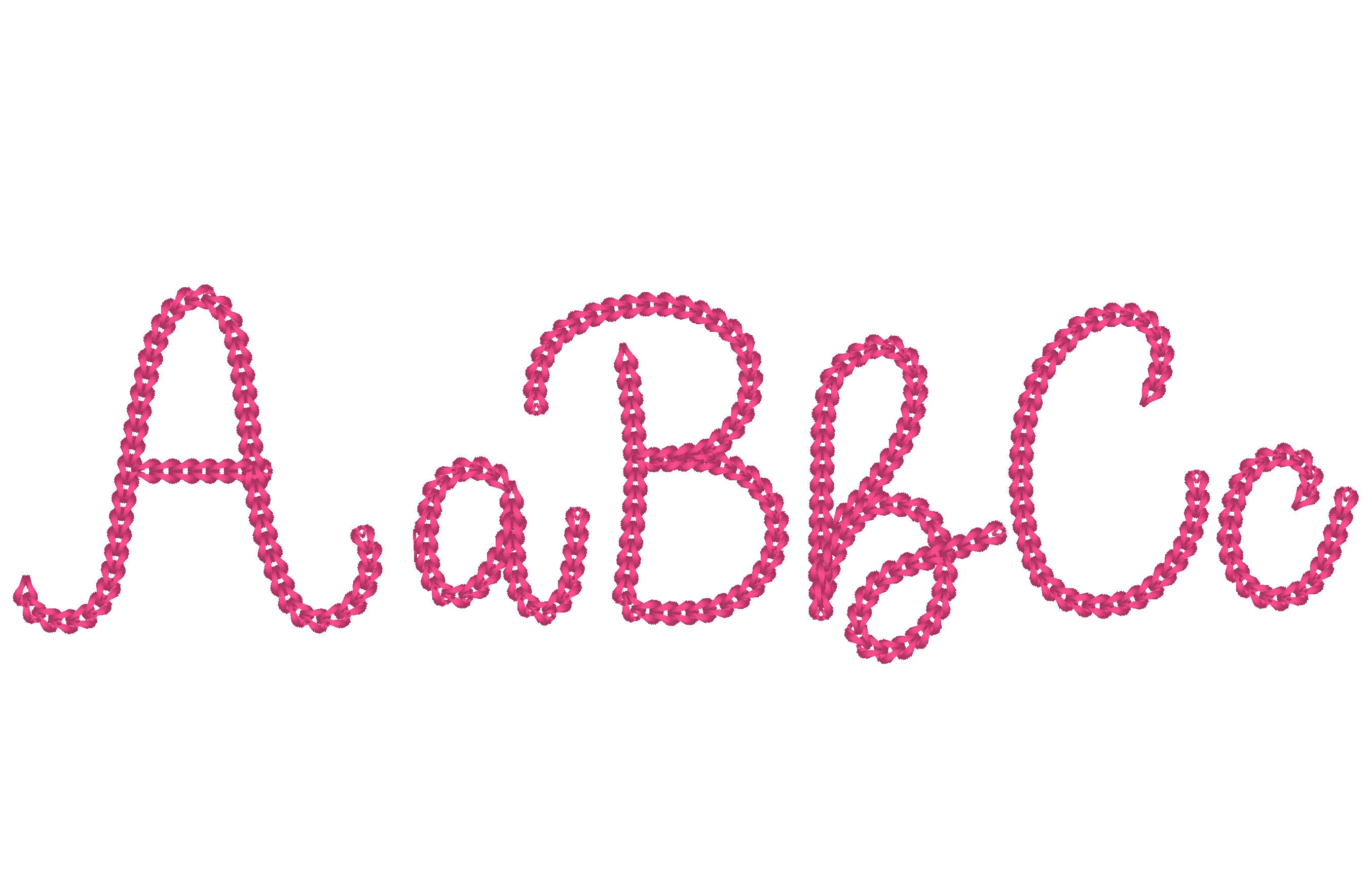 Bold smaller Dense Chain stitch FONT Bold Chain machine embroidery ...